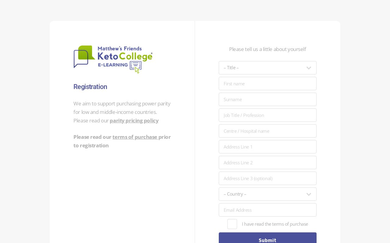 KetoCollege E-Learning Registration Form